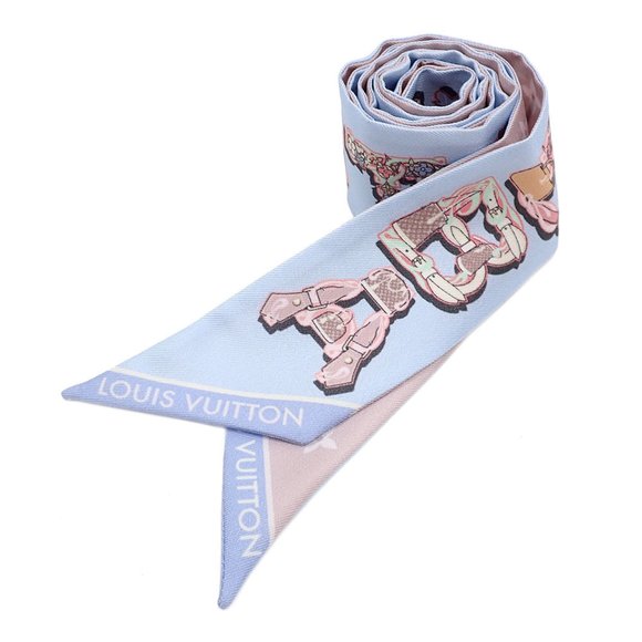 Louis Vuitton | Accessories | Louis Vuitton Scarf Bandeau Bb Lvme Womens Light Blue Pink Silk ...